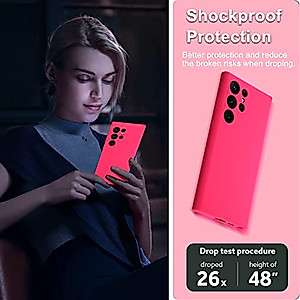 Samsung Galaxy S23 Ultra Silicone Case,Soft Touch Premium Liquid Rubber Shockproof Phone Cover [Slim Fit] [Upgraded Camera Protection] [Microfiber Lining],2023 Hot Pink