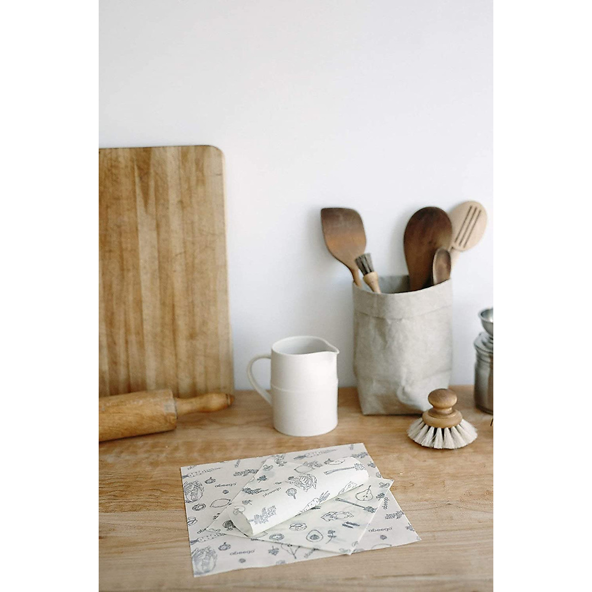Abeego, The Original Beeswax Food Storage Wrap - Set of Three, 7" 10" and 13" Natural Square Sheets