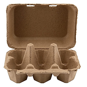 SOUJAP 50 Pack 6 Count Paper Pulp Egg Cartons, Half Dozen Egg Holder Cardboard Egg Cartons Storage Containers, 6 Egg Cartons Cheap Bulk for Storing up to 6 Small to Medium Chicken Eggs