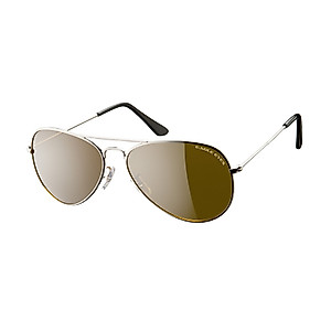 Eagle Eyes Classic Aviator Sunglasses -Silver Stainless Steel Frame (58mm), Polarized Lenses