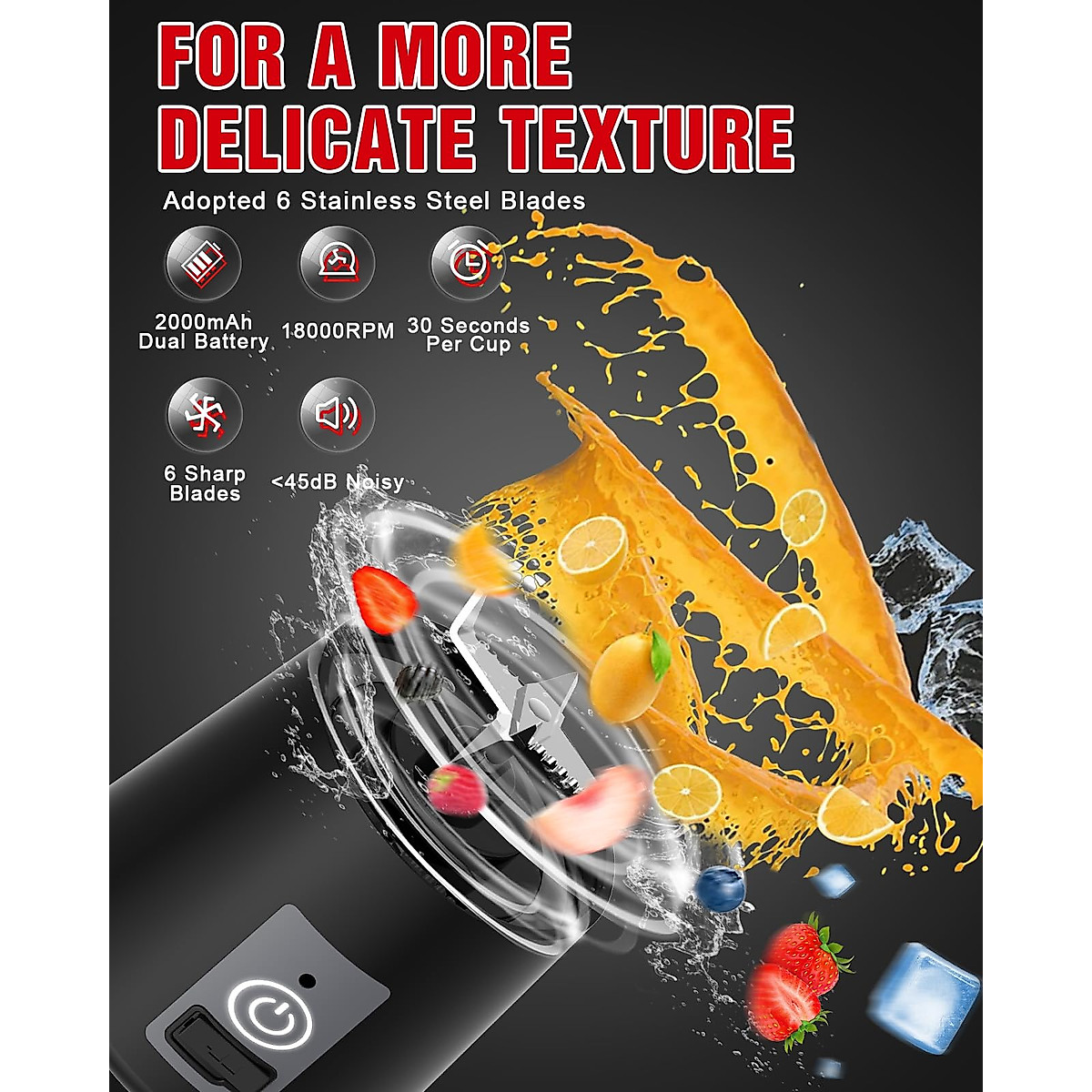 Portable Blender, Personal Blender USB Rechargeable, Mini Blender for Shakes and Smoothies, Strong Cutting Power with 6 Blades, 380Ml Traveling Fruit Veggie Juicer Cup for Home, Sport, Office, Camping