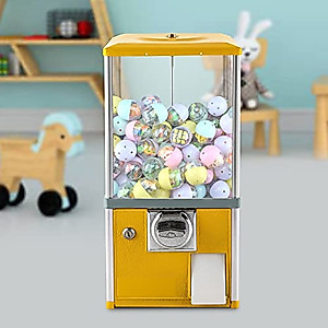 Vending Machine Huge Load Capacity Candy Machine Capsule Toy Vending Machine Prize Machine Gumball Bank Candy Vending Machine for Game Retail Stores, 11.42x10.24x10.63 Inch (Yellow)