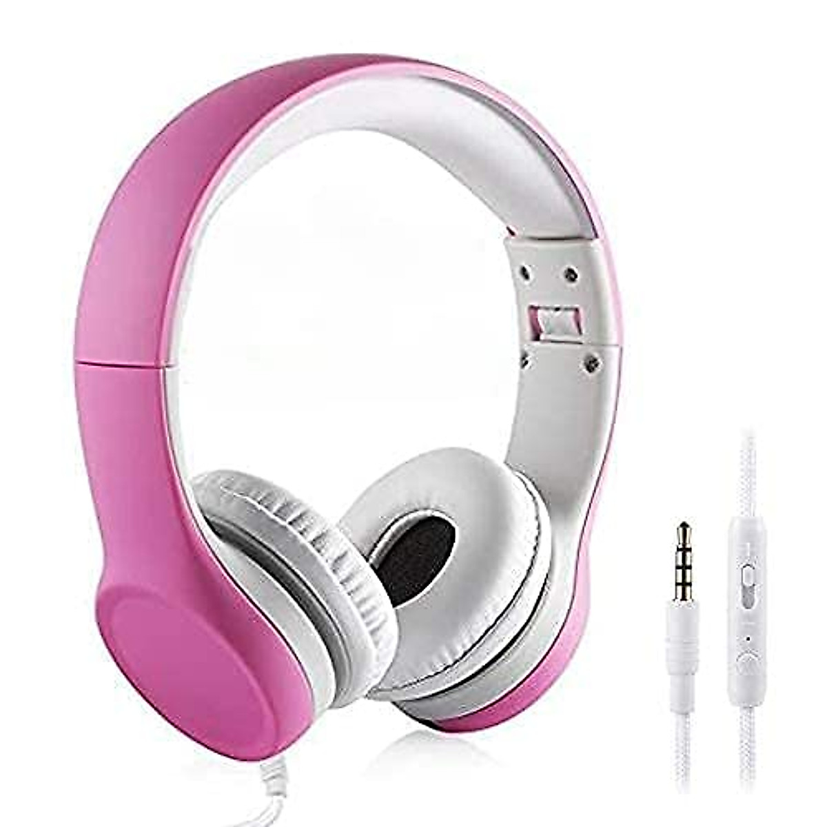 YUSONIC Toddler Headphones for Kids,Two Audio Port for Sharing, Children Headphones for Kids with mic & Volume Limiting,Boys Girls Baby cellphones Class Travel uses (Pink)