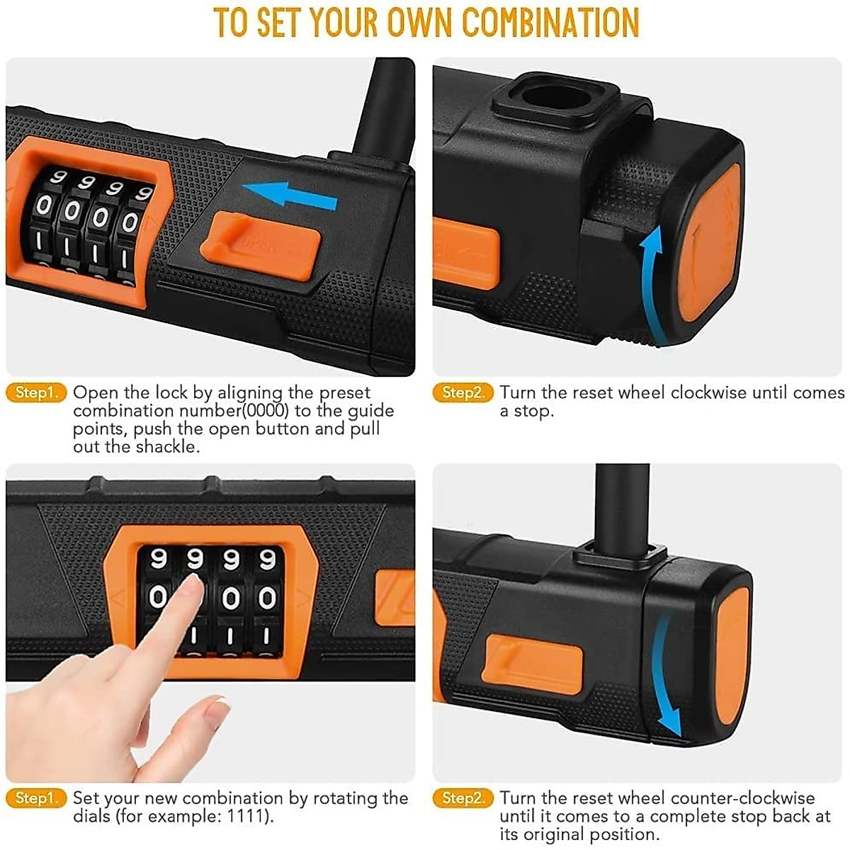 XIXIDIAN Bicycle U Lock Anti-Theft Bike Password Lock Heavy Duty Combination U Lock Bike Lock