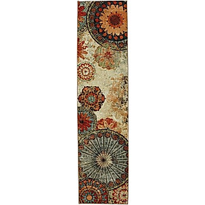 Mohawk Home Caravan Ornamental Floral Medallion 2' x 8' Area Rug - Orange - Perfect for Living Room, Dining Room, Office
