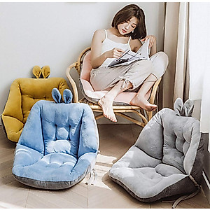 WUYU Chair Cushion Seat Cushion for Office Backrest Chair Plush Desk Seat Velvet Relax Lazy Buttocks (Light Blue,Four-Hole, 45x45cm)