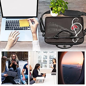 Music Notes Laptop Computer Bag Waterproof Shoulder Messenger Bag 13-15 inch Durable Laptop Tote Bag with Shoulder Strap Handle Lightweight Crossbody Briefcase