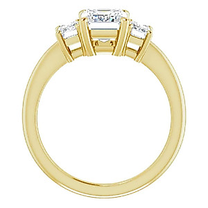 10K Solid Yellow Gold Handmade Engagement Rings 3.0 CT Emerald Cut Moissanite Diamond Solitaire Wedding/Bridal Rings for Women/Her Propose Ring (6.5)