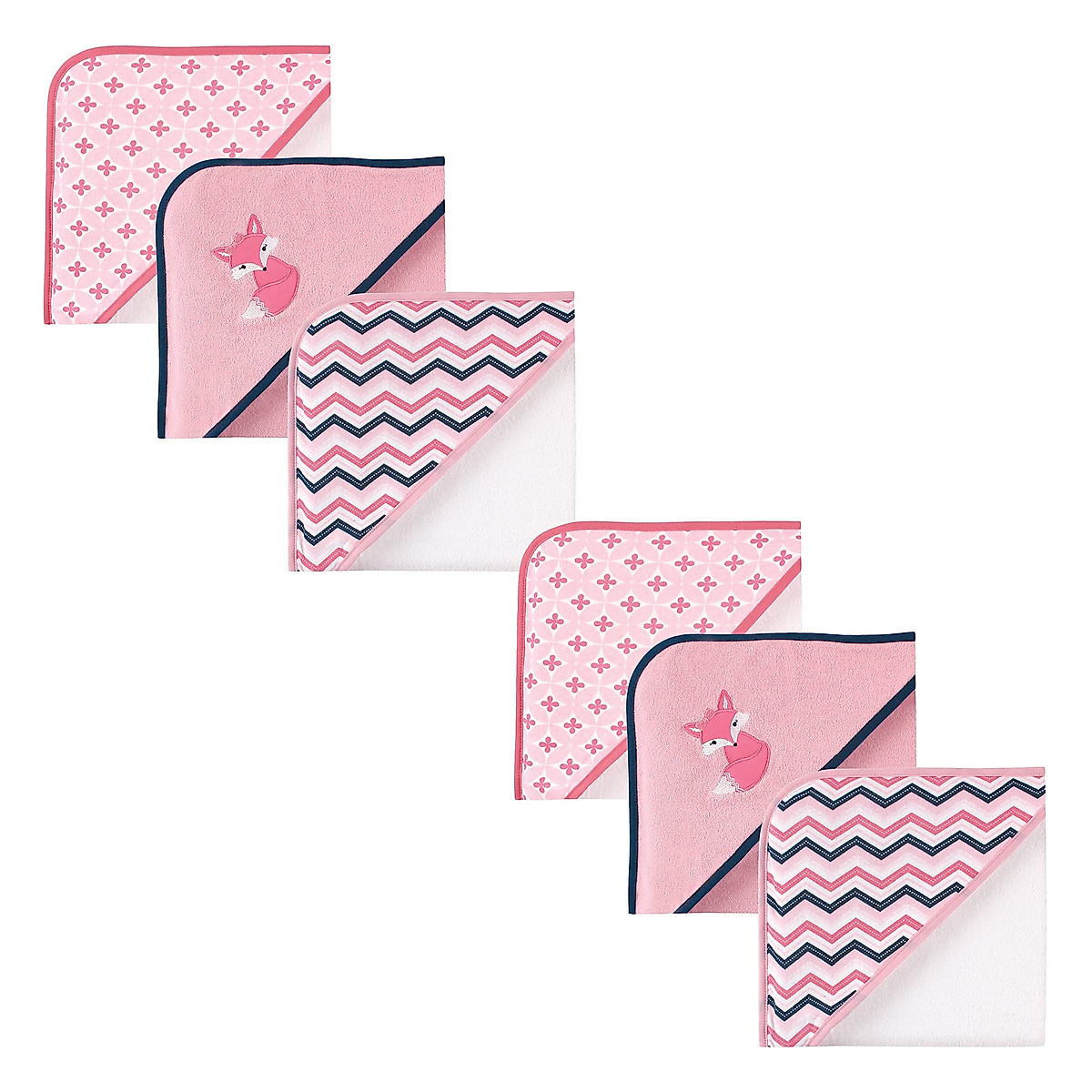 Luvable Friends Unisex Baby Cotton Terry Hooded Towels, Foxy 6-Piece, One Size