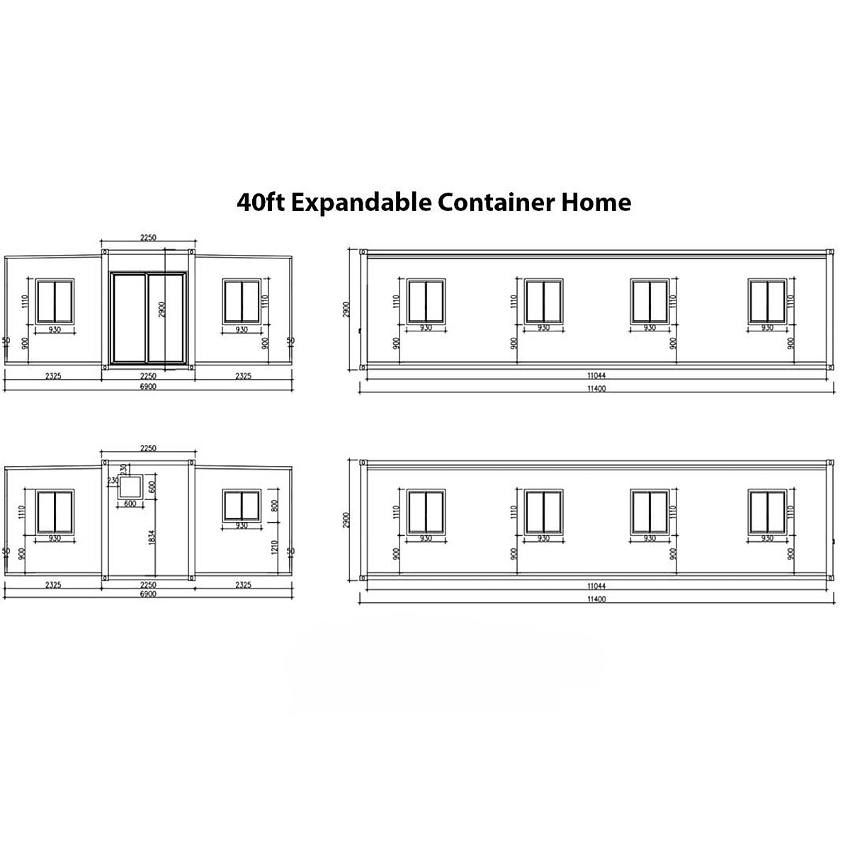 40FT Tiny House to Live in,SAA Portable Prefab House with 3 Bedroom 1 Full Equipped Bathroom and Kitchen,Foldable Mobile Home with Steel Frame,Prefabricated Expandable Container House for Adult Living
