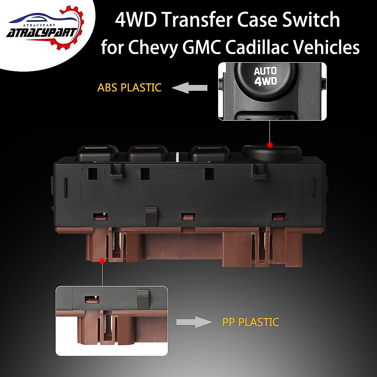 4x4 Switch 4WD Wheel Drive Switch for | 2003-2007 Chevy Silverado Suburban Avalanche Tahoe, GMC Sierra Yukon, Cadillac Escalade | Replaces OE# 19259313, 901-072