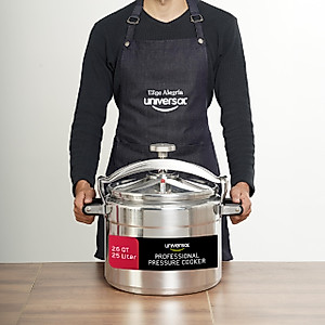 Universal 26 Quart / 25 Liter Professional Pressure Cooker, Heavy-Duty Aluminum Construction with Multiple Safety Systems, Commercial Canner Ideal for Industry Usage