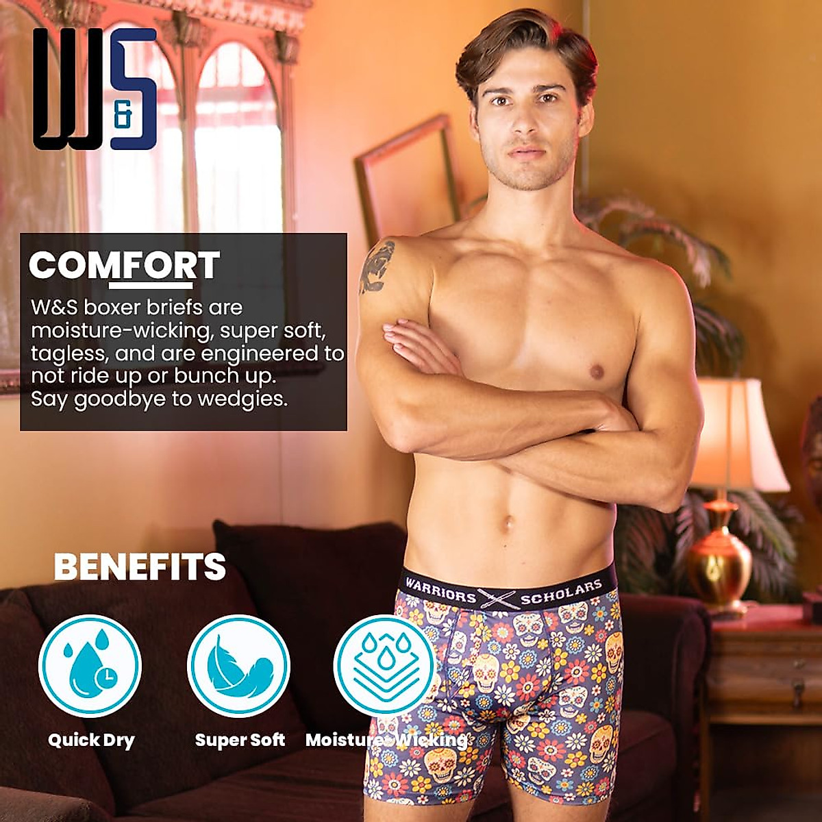 Warriors & Scholars | Mens boxer briefs | Boxer briefs for men pack of 6 | Printed Mens underwear | Mens boxer briefs underwear | Boys boxer briefs | Stylish boxer shorts | Mens underwear boxer briefs