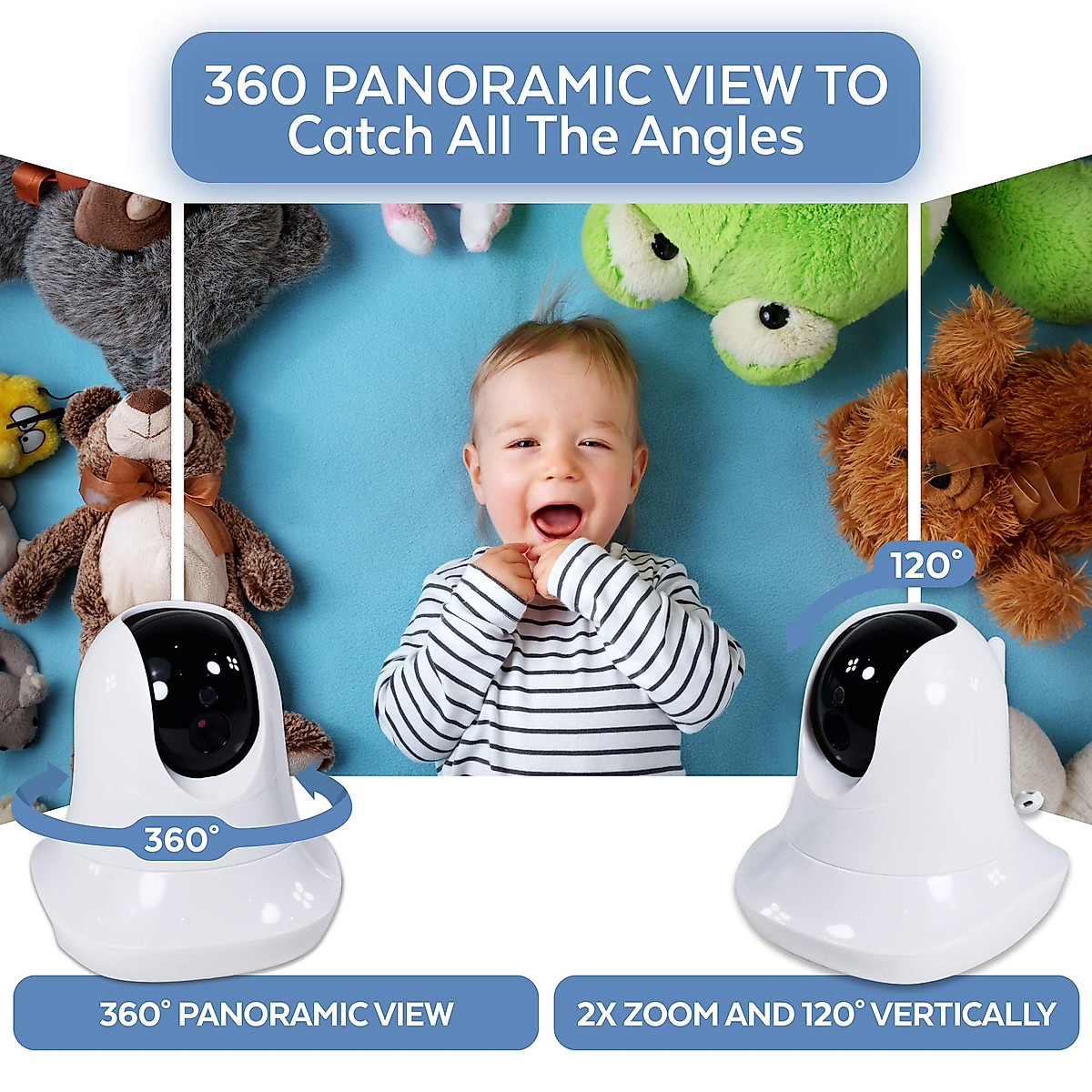 HD Baby Monitor with Camera and Audio | 2-Way Long-Range Video Baby Monitor with Wide-Angle, Night Vision Temperature, and Pan-Tilt Remote