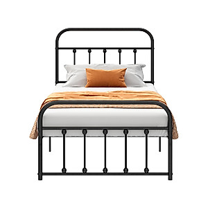 Closadin Classic Metal Platform Bed Frame with Heaboard and Footboard,Strong Metal Slats Support,No Box Spring Needed,Easy Assembly,Twin Size,Black