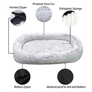 SoQte Large Human Dog Bed 72"×47"×14" Bean Bag with Blanket and Pillow Large Bean Bag Bed for Humans, Huge Furniture Bag and Large Sofa,Dog Bed for Adults,Pets,Sofa Sack Bean Bag Chair