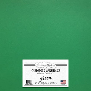 Green Cardstock Paper - 12 x 12 inch - 65 lb. - 25 Sheets 100% Recycled Cover from Cardstock Warehouse