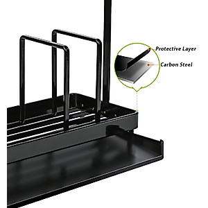 ideaglass Kitchen Sink Organization, Dish Cloth Holder, Kitchen Sink Caddy, Dish Rag Holder (Black)