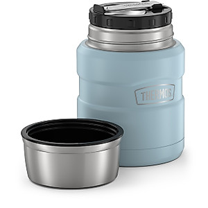 THERMOS Stainless King Vacuum-Insulated Food Jar with Spoon, 16 Ounce, Matte Powder Blue