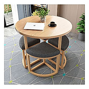 Modern Small Coffee Table,Round Dining Room Table Set,Kitchen Table and Chairs Set for 4,Negotiation Reception Tables and Chairs 1 Table and 4 Chairs,for Coffee Shop,Library,Hotel,Lounge,Diameter 80CM