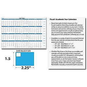 PlanetSafe Calendars Horizontal Sky Blue July 2023 to June 2024 Fiscal/Academic Year 12 Month Wall Calendar 36 x 56- Large Dry & Wet Erasable with Next Year Planner -Great for Office & Projects
