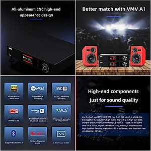 SMSL VMV D1se MQA USB DAC DSD512 768kHz 32Bit Bluetooth 5.0 Desktop Stereo Decoder Hi-Res Audio HiFi DAC ES9038PRO with XLR Output