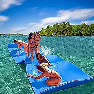 Max4out Water Floating Mat 9/12/18x6 Foam Lake Floats Floating Foam Pad Lily Pad for Water Recreation and Relaxing, Blue/Yellow (9 * 6, Blue)