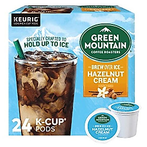Bulk Coffee Green Mountain Coffee Roasters Brew Over Ice Hazelnut Cream Flavored Iced Coffee - Pack of 1 Box- 24 K Cups Total - For Use in Keurig Coffee Makers
