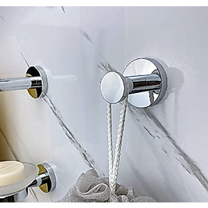 AodasiDun Towel Hook Brass Hook Holder Coat Robe for Bathroom Clothes Hanger Heavy Duty Polish Chrome Round 2 Pack1661 (2)