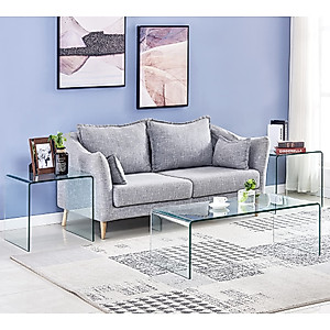 SMARTIK Glass Coffee Table, Modern Clear Tempered Glass Coffee Table for Living Room, Easy to Clean and Safe Rounded Edges (Medium 39.4" x 19.7" x 13.8")