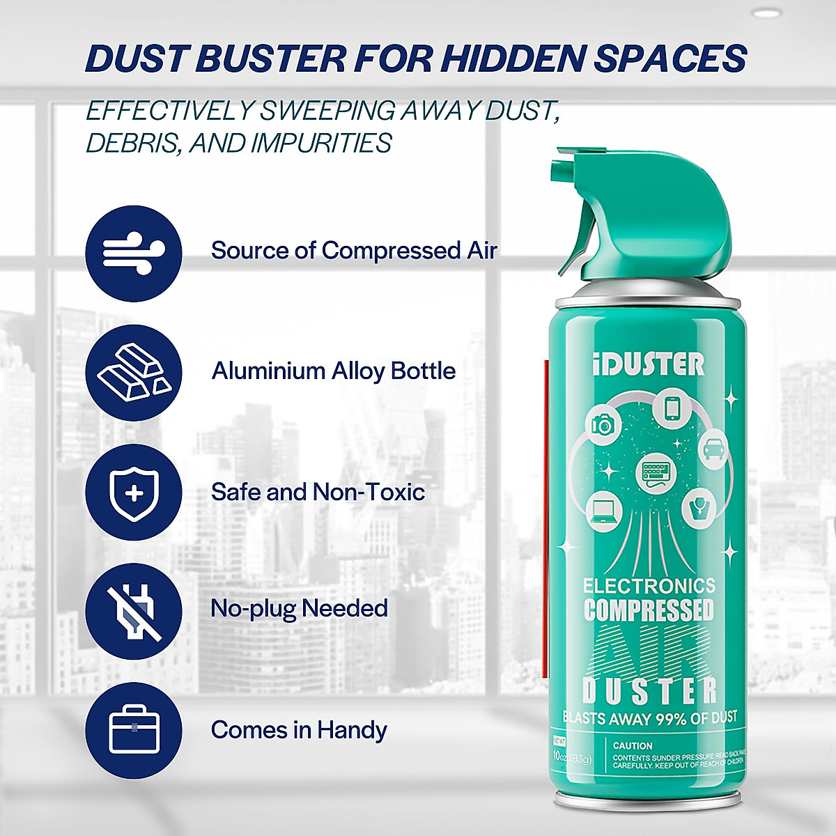 Compressed Air Duster Cleaner for Keyboard - iDuster Air Cans for Cleaning Dust, Hairs, Crumbs, Scraps for Laptop Computer Jewelry Camera, 3 Packs