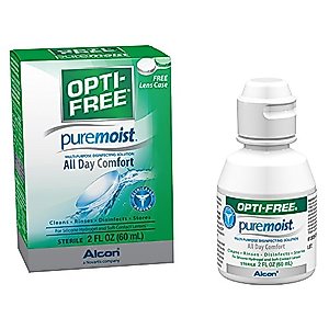 Opti-Free Puremoist Multi-Purpose Disinfecting Solution with Lens Case, (Packaging may vary), 2 Fl Oz (Pack of 1)