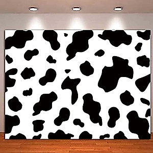 HQM Cow Party Photography Backdrops Black and White Cow Farm Animal Happy Birthday Photo Background Kid's Birthday Party Newborn Baby Shower Banner Props Supplies 5x3ft