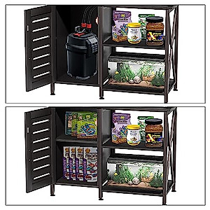 Herture 40-50 Gallon Fish Tank Stand, Aquarium Stand with Cabinet Accessories Storage, Heavy Duty Metal Frame, 40.55" L*18.89" W Tabletop, 850LBS Capacity, Black PG02YGB