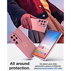 AICase for Samsung Galaxy S23 Ultra Heart Case for Women with Full Camera Lens Protection,Silicone Girly Cute Side Soft Slim Shockproof Protective Cover for Samsung Galaxy S23 Ultra 6.8" 2023_5