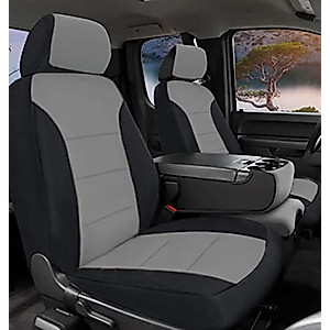 CarsCover Custom Fit 2009-2014 Ford F150 F250 F350 Pickup Truck Neoprene Car Front Seat Covers Gray & Black Sides Driver & Passenger Cover