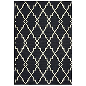 Christopher Knight Home Maitland Lattice Indoor/Outdoor Area Rug, 2ft 3in X 7ft 6in, Black,Ivory