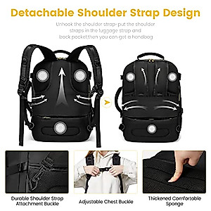 LOVEVOOK Large Travel Laptop Backpack for Women, 40L Carry On Backpack Flight Approved,Waterproof Suitcase Backpacks with 3 Packing Cubes, Daypack Business College Weekender Overnight Back Pack, Black