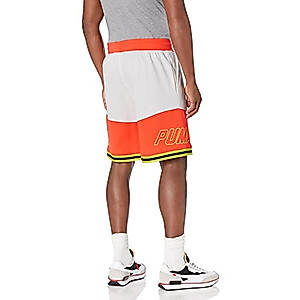 PUMA Men's LUXTG Basketball Shorts, White/Nrgy Red/Yellow Alert/Black, M