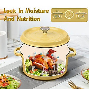 Dutch Oven Yellow,Enameled Cast Iron Dutch Oven with Lid, 4 Quart Round Nonstick Enamel Cookware Crock Pot,Dutch Oven with Dual Handle and Cover Casserole Dish 8.66 Inch