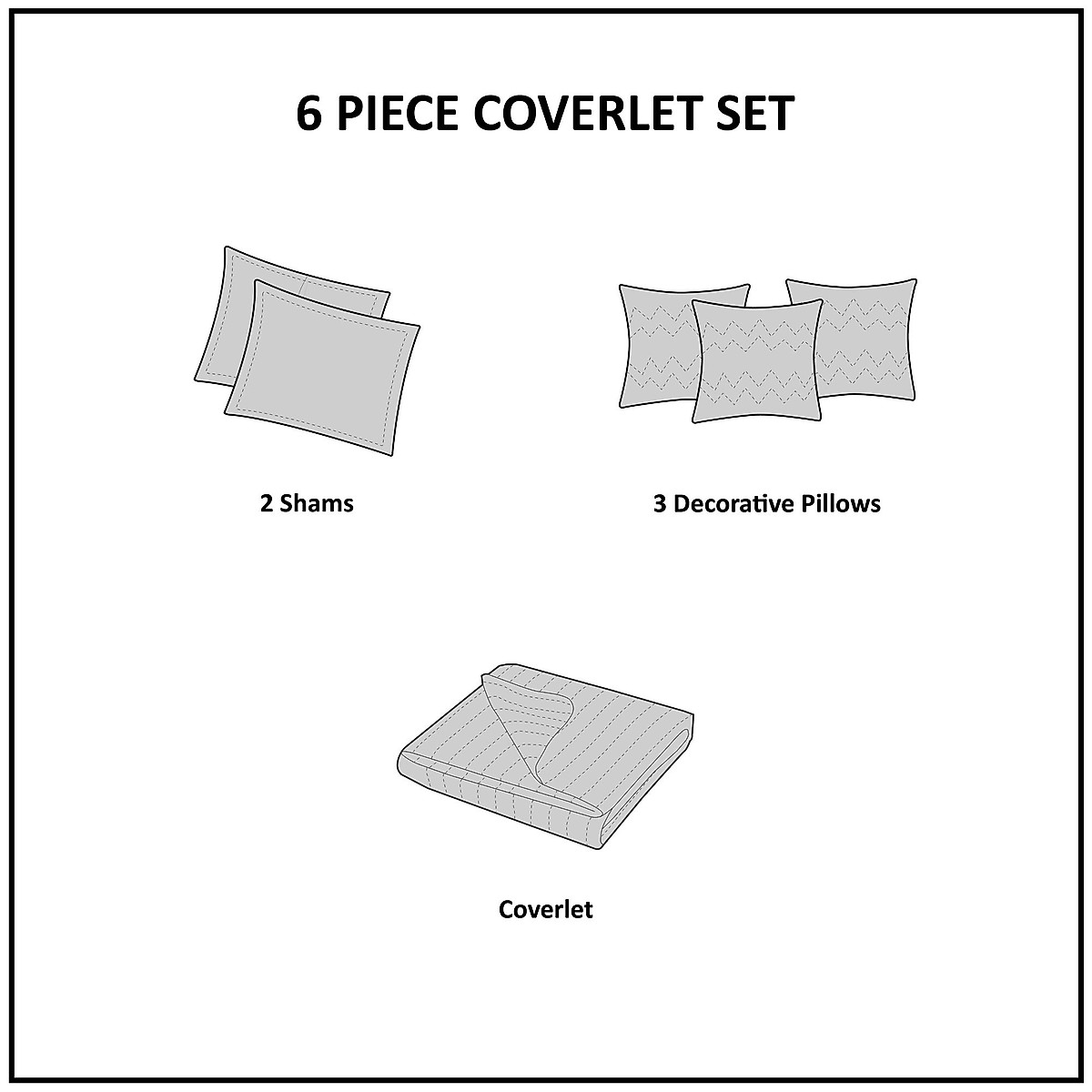 Madison Park Quilt Traditional Damask Design All Season, Lightweight Coverlet Bedspread Bedding Set, Matching Shams, Pillows, Full/Queen(90"x90"), Black