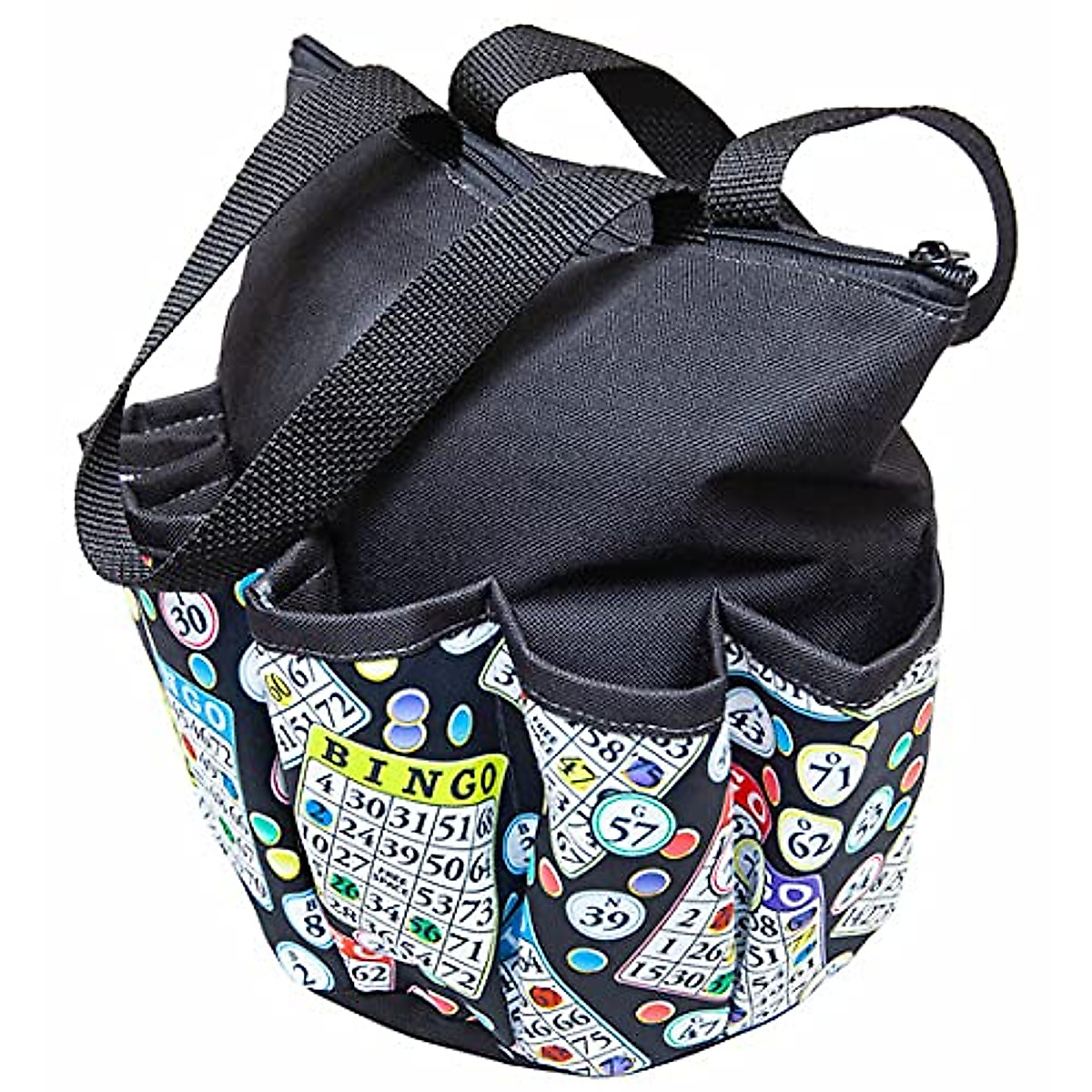 WYYDS ABS Novelties Bingo Pattern 10 Pocket Zipper Tote (Black)
