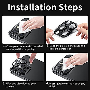 Mansoorr Camera Lens Protector for iPhone 14 Pro / iPhone 14 Pro Max, Alloy Metal Camera Cover with Tempered Glass Screen Protector Accessories,Case Friendly,Scratch Resistant,Easy to Install - Space Black