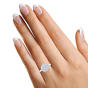 Wishrocks Round Cut White Cubic Zirconia Pave Disc Ring Jewelry For Women in 14k White Gold Over Sterling Silver Ring Size- 7