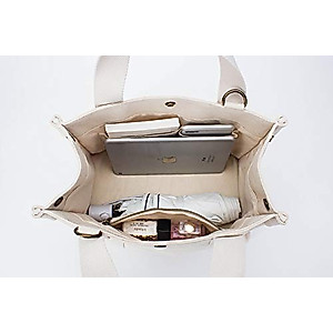 YONBEN Crossbody Purses For Women Medium with Handles Long Strap Canvas Satchel Purse (Black)