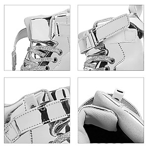 LED Light Up Shoes High-top Flashing Dancing Sports Shoes for Women Men Gift with USB Charging Glowing Luminous Fashion Sneakers Silver
