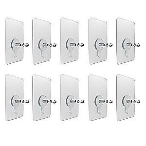 ZHANGLI 10pcs/Pack Screws Hanger No Hole Hook Home Traceless Sticker Wall Mounted Strong Non-Marking Stickers Perforated Stainless Steel Screw Patches