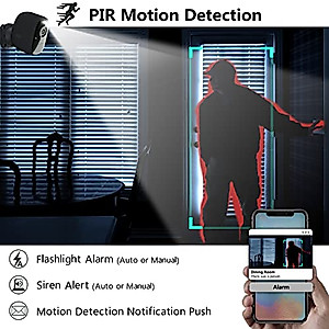 DCT Wireless WiFi Security Camera for Outdoor/Home Battery Powered, 2K Video/Color Night Vision/AI Motion Detection, Siren Alarm and Spotlight, 2-Way Audio, Waterproof, SD/Cloud