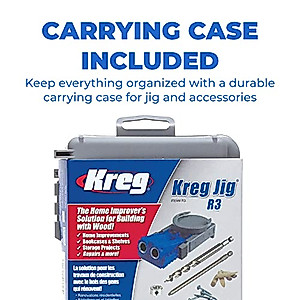 Kreg R3 Jr. Pocket-Hole Jig System - Portable Kreg Pocket-Hole Jig - Easy Clamping & Adjusting - Includes Positioning Sliders - For Materials 1/2" to 1 1/2" Thick
