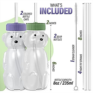 Honey Bear Straw Cup, Straw Sippy cup 8 oz, Baby Led Weaning Supplies, Toddler Cups, Baby Straw Cup, Leak Proof, Food-Grade, BPA Free, Easy to Hold, Straw Therapy Learning Cup, Straw Training Cups(2)